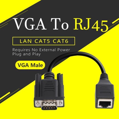 To Female VGA To RJ45 Ethernet Port Network Cable Adapter VGA Extender ...