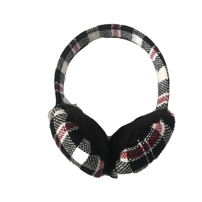 NWT Charter Club Chenille Ear Muffs Warmers Red Black Plaid $30 Classic ...