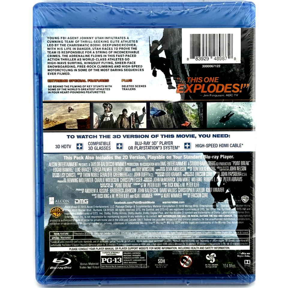 POINT BREAK 3D (2015) BLU-RAY 3D Ramírez Bracey Winstone - SEALED ...