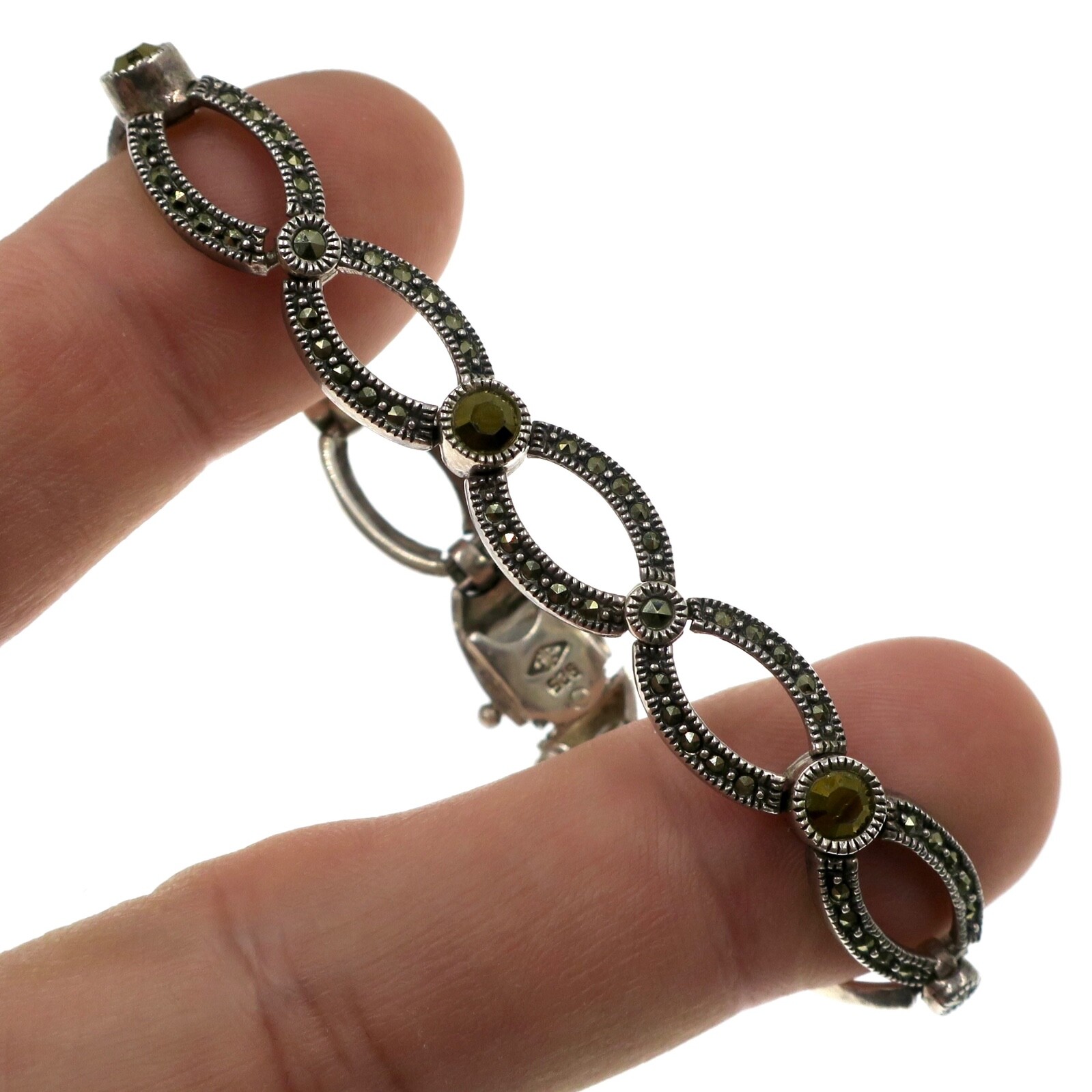 Judith Jack Sterling Silver Gold Marcasite Link Brace… - Gem