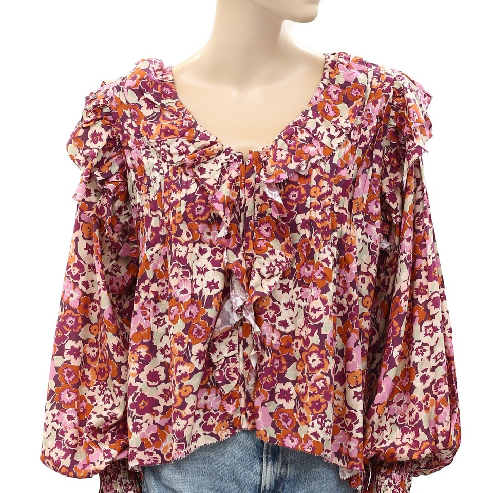 Love The Label Anthropologie Charisma Buttondown Top Printed Ruffle S ...