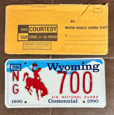 Wyoming 1988 MILITARY AIR NATIONAL GUARD CENTENNIAL License Plate # NG ...