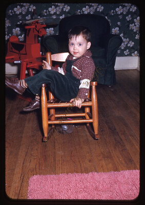 Boy Rocking Chair Horse Furniture Kid 1950s 35mm Slide Red Border ...
