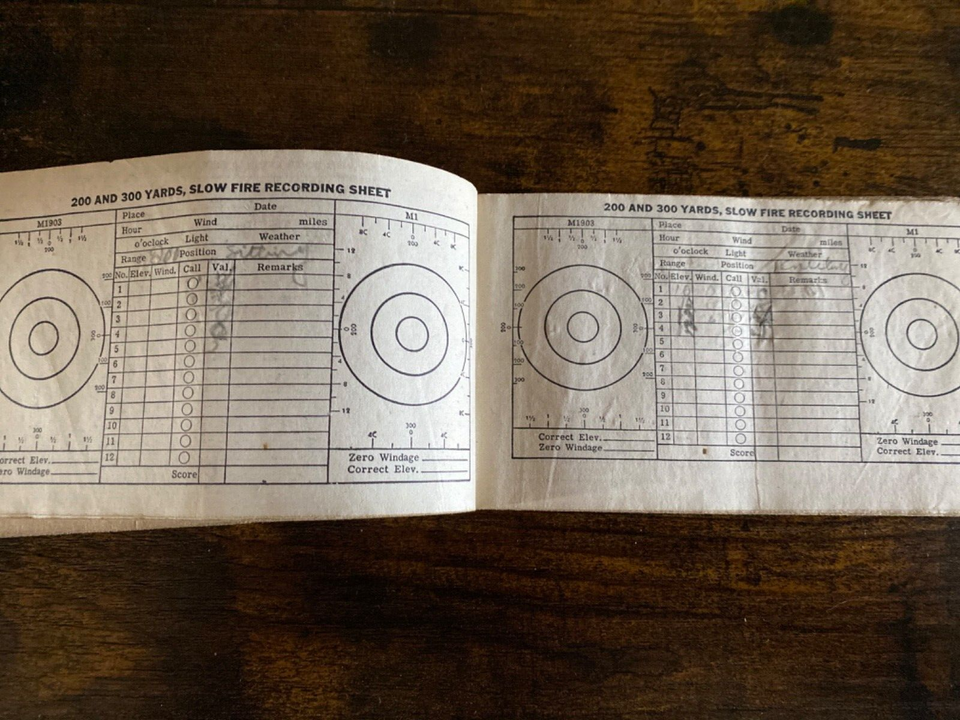 Combination Scorebook for U.S. Rifles, M1903 and M1, Browning M1918A2 ...