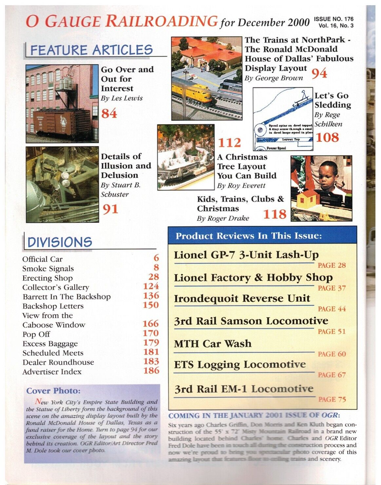 O Gauge Railroading Magazine December 2000 The Trains at North Park | eBay