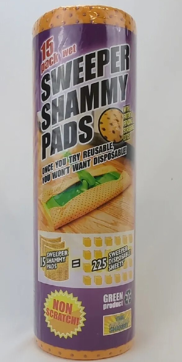 Sweeper Shammy Pads Reusable 15 Sheets Scrubbing Dots 11.5x10.125 ...