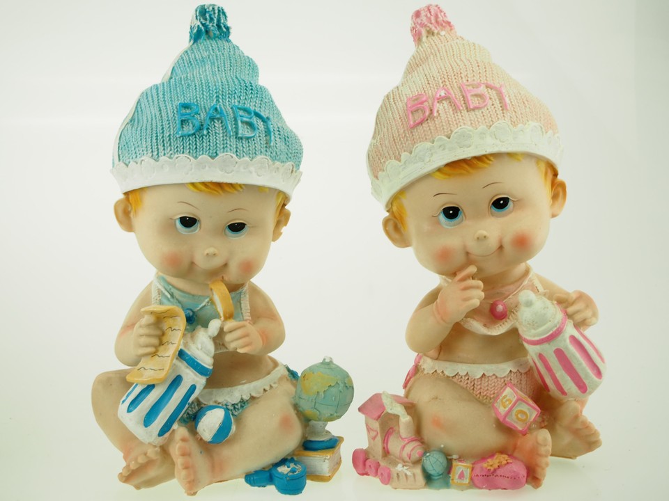 Jumbo Large Baby Shower Nursery Centerpiece Polyresin Dolls Figurines ...