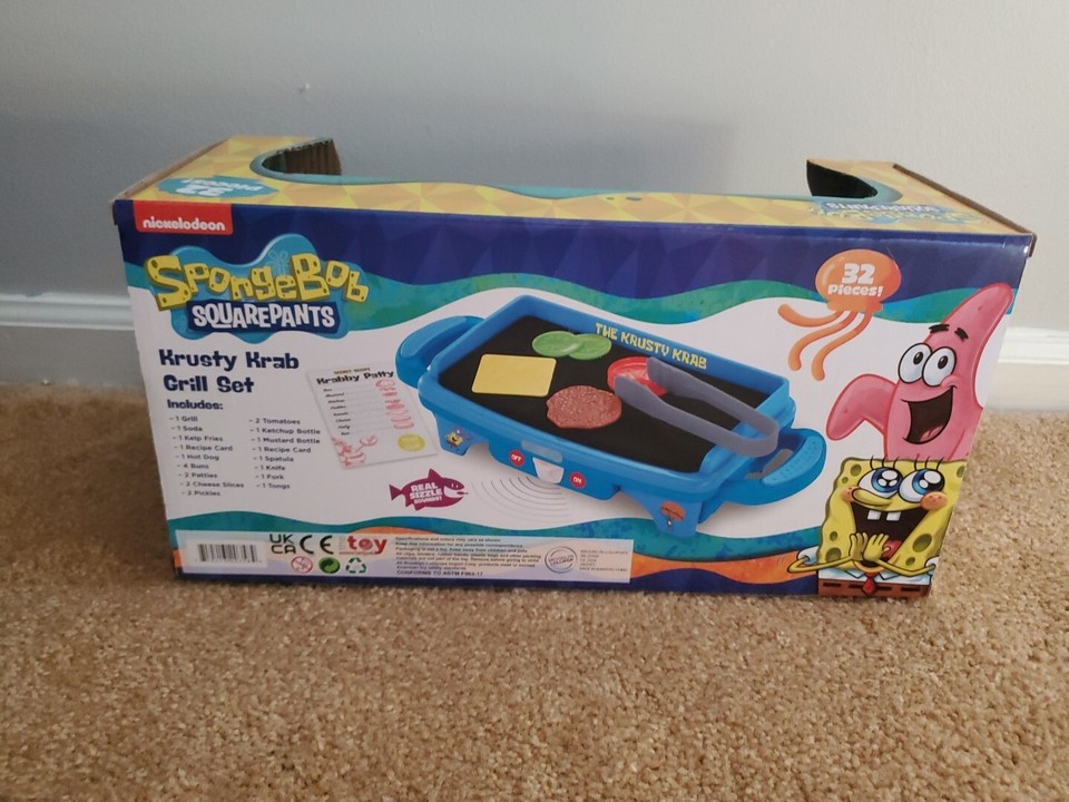 SpongeBob SquarePants Krusty Krab Grill Set Sizzle Sound 32 Pcs New ...