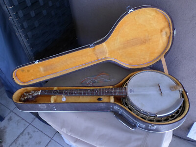 Vtg Alvarez Deluxe Fancy 5 String Banjo Hard Case Japan 1970's Top of ...