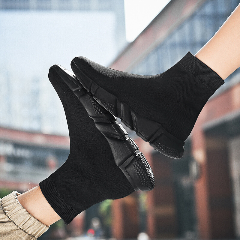 Men's High Top Socks Sneakers Running Athletic Gym Shoes Walking ...