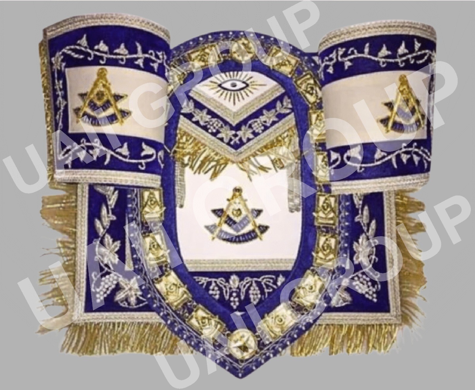 Masonic Blue Lodge Past Master Hand Made Set of Apron, Chain Collar ...