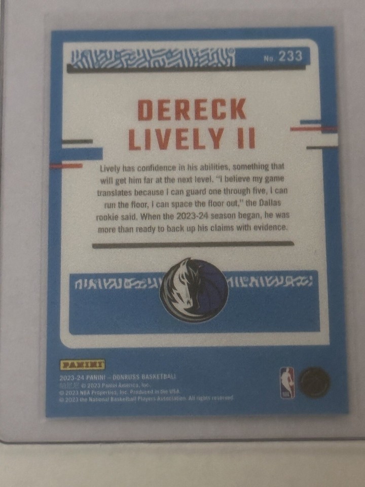 2023-24 Donruss Basketball Derek Lively II Green Laser Holo Rated ...