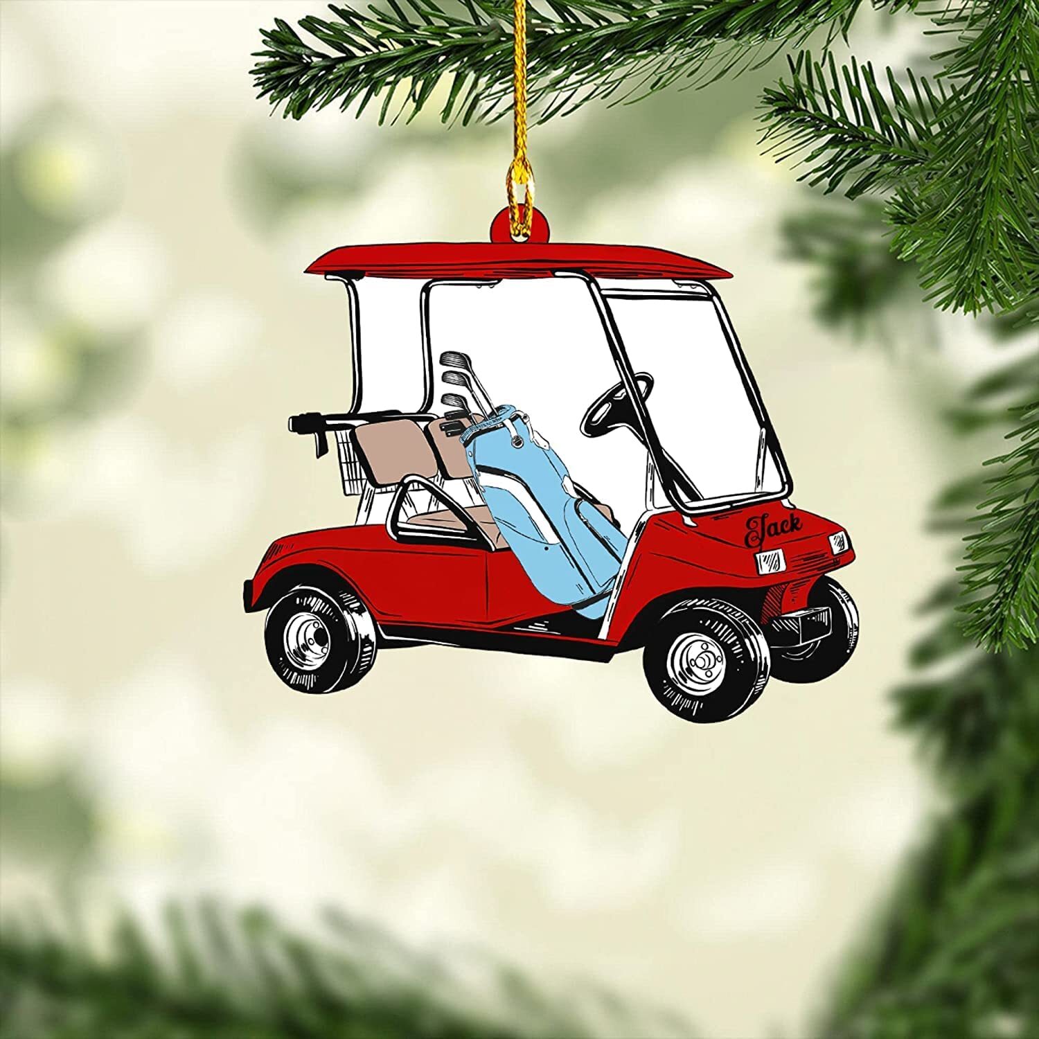 Personalized Golf Ornament, Custom Golf Cart Shape Christmas Ornament ...
