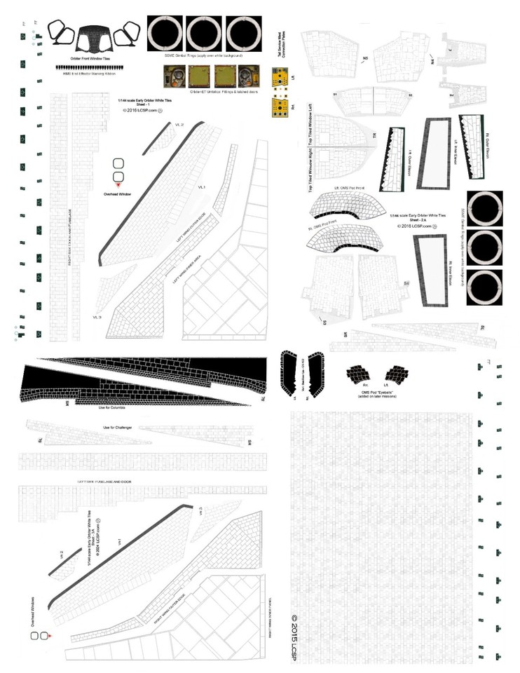 Shuttle Orbiter Early-Era White Tile Decal Sets in 1/144, 1/100 and 1/ ...