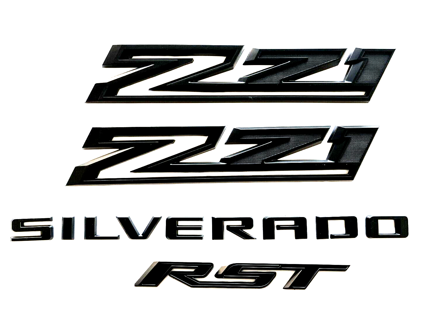 2019-2023 Gloss Black Silverado RST Z71 Emblem Nameplate Badge Kit OEM ...