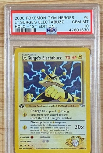 POKEMON 1ST EDITION GYM HEROES LT. SURGE'S ELECTABUZZ PSA10 | eBay