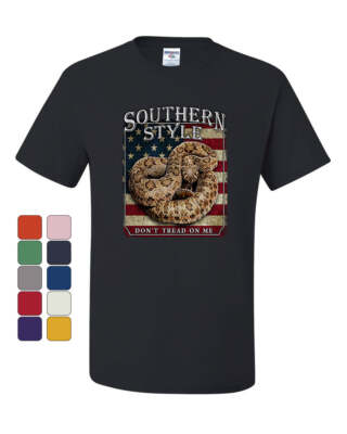 Southern Style Rattlesnake T-Shirt Don't Tread on Me Gadsden USA Tee ...