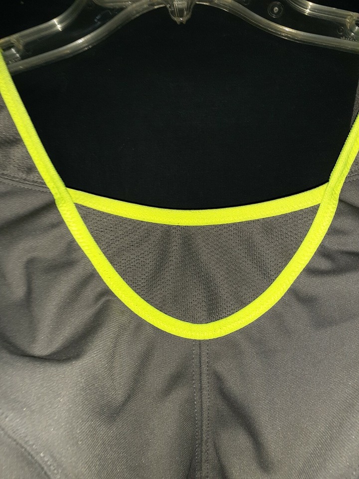 GLAMORISE Size 38F Sports Bra Grey Neon Green 1066 No Bounce Wire Free ...