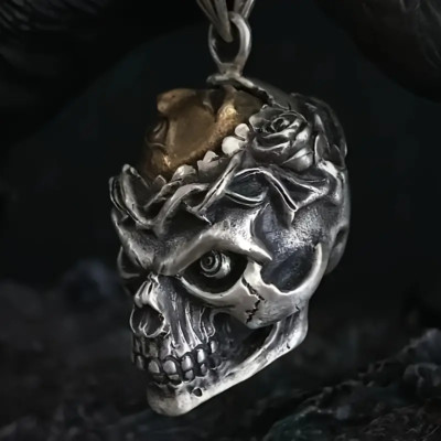 Zombie Skull Jewelry Vintage Silvery Gothic Evil Pendant Necklace | eBay