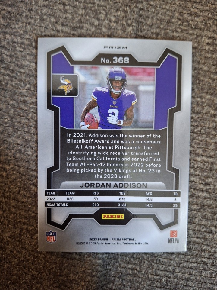 2023 Panini Prizm #368 Jordan Addison Pink | eBay