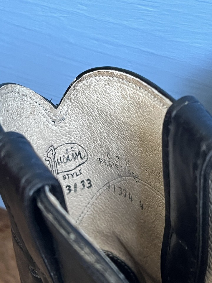 Justin Black Roper Boots 3133 Western Leather Ranch Wear USA Made Men's ...