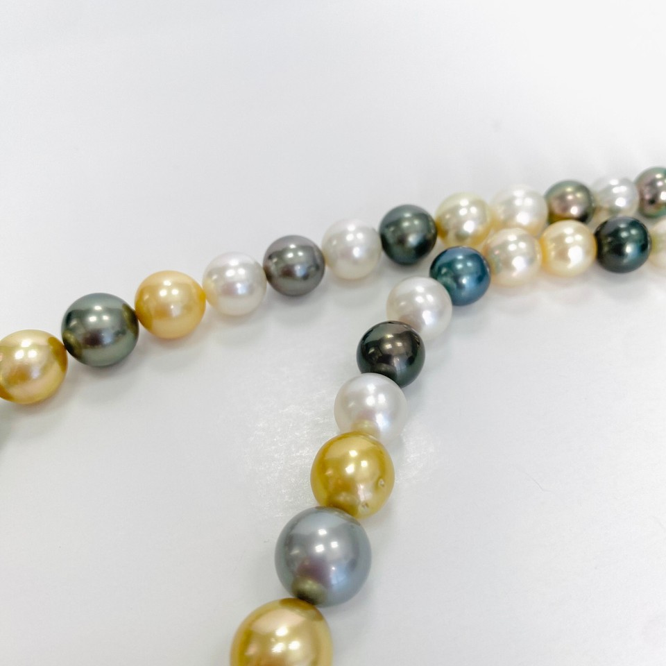 White & Golden South Sea Pearls, Tahitian Pearls Mix Necklace 9-14mm ...
