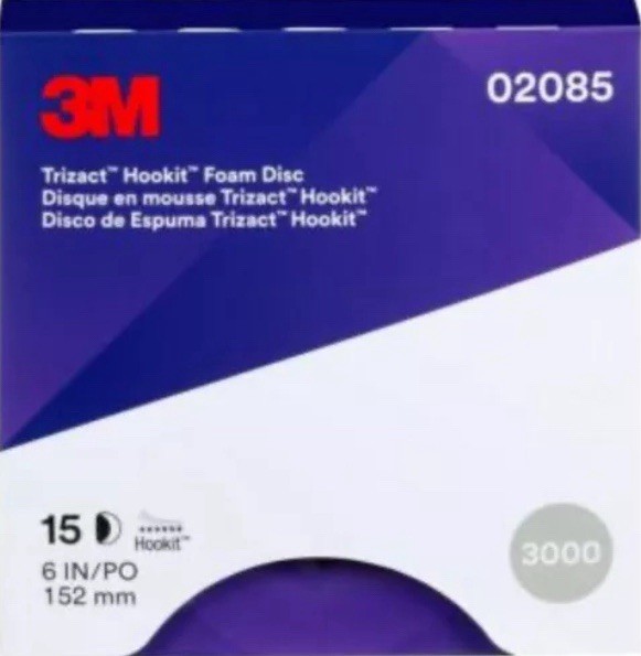 3M 02085 Trizact 2085 6"- 3000 grit Hookit Foam Discs.⭐NEW BOX. Ships ...