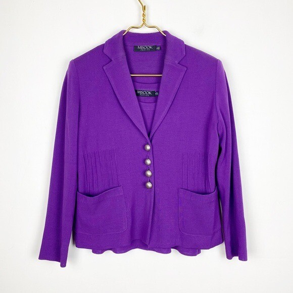 Misook Petites Purple Knit Blazer Shell Tank Top 2 Piece Suit Set Size ...
