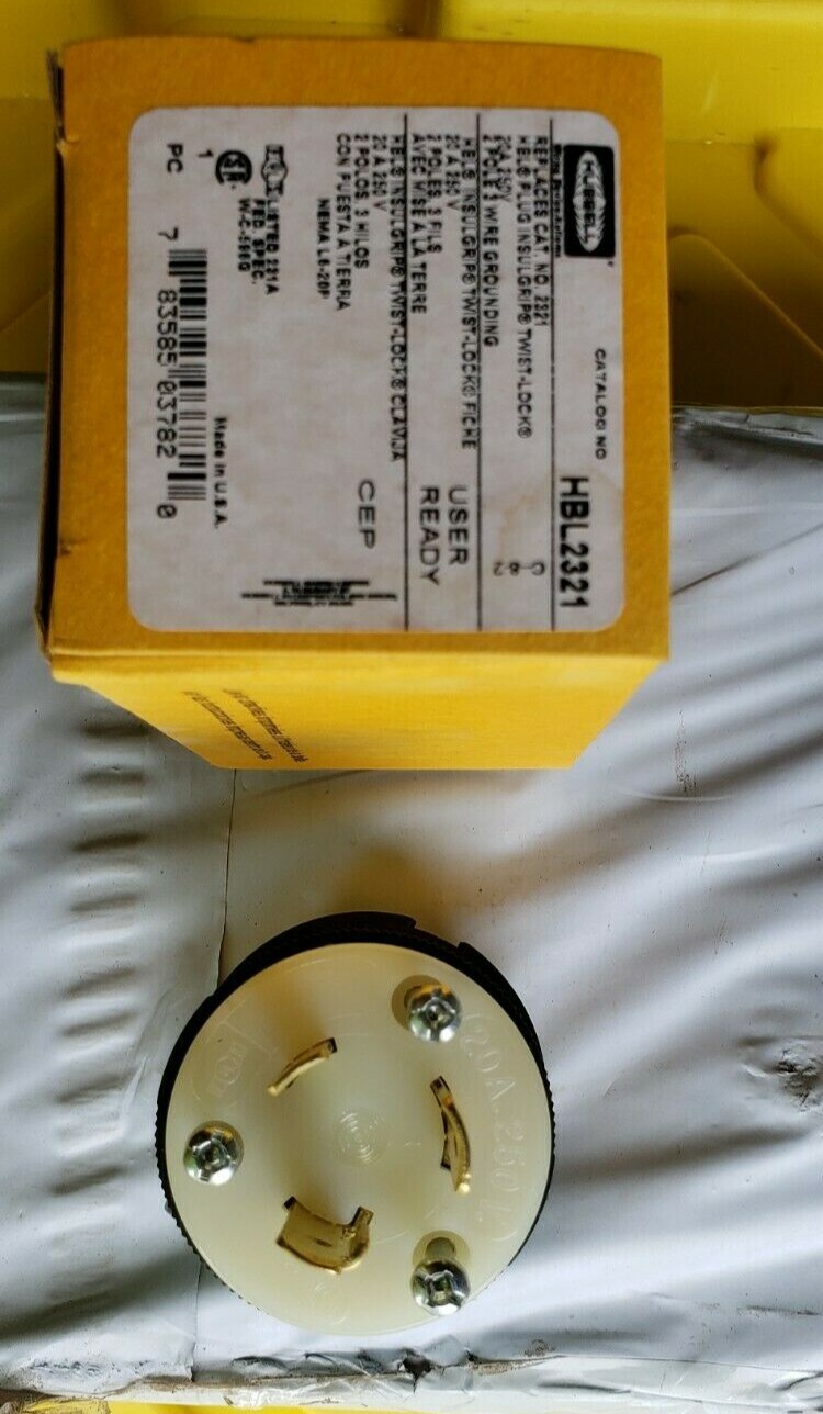 Hubbell Wiring Device Hbl2321 20A Twist-Lock Plug 2P 3W 250V L6-20P | eBay