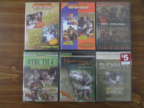6 HUNTING DVD LOT; ROGER RAGLIN, BUCK COMMANDER, PRIMOS, etc. DEER. etc ...