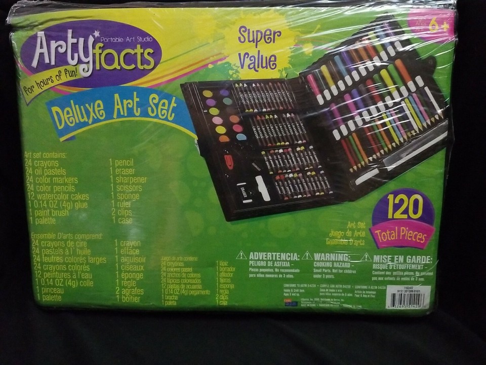 Darice Arty Facts Art Set in Portable Plastic Case, 120 Pieces Arts and Craft 652695514296| eBay