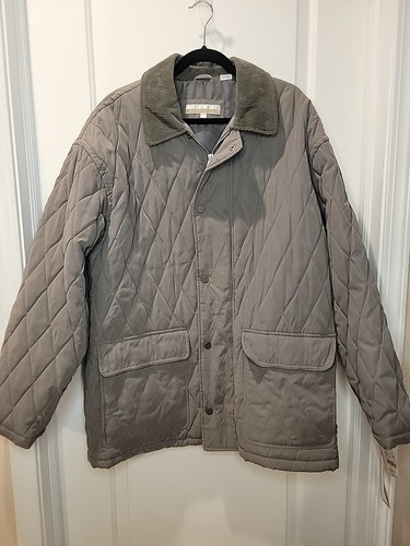 Perry Ellis Mens Large Quilted Winter Jacket Olive Green Corduroy ...