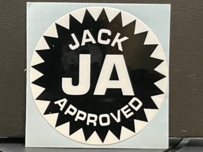 VRHTF VINTAGE VERY COOL "JACK "JA" APPROVED" 3" DIAMETER DIE CUT ...