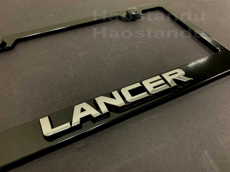 1x LANCER 3D Emblem BLACK Stainless License Plate Frame RUST FREE ...