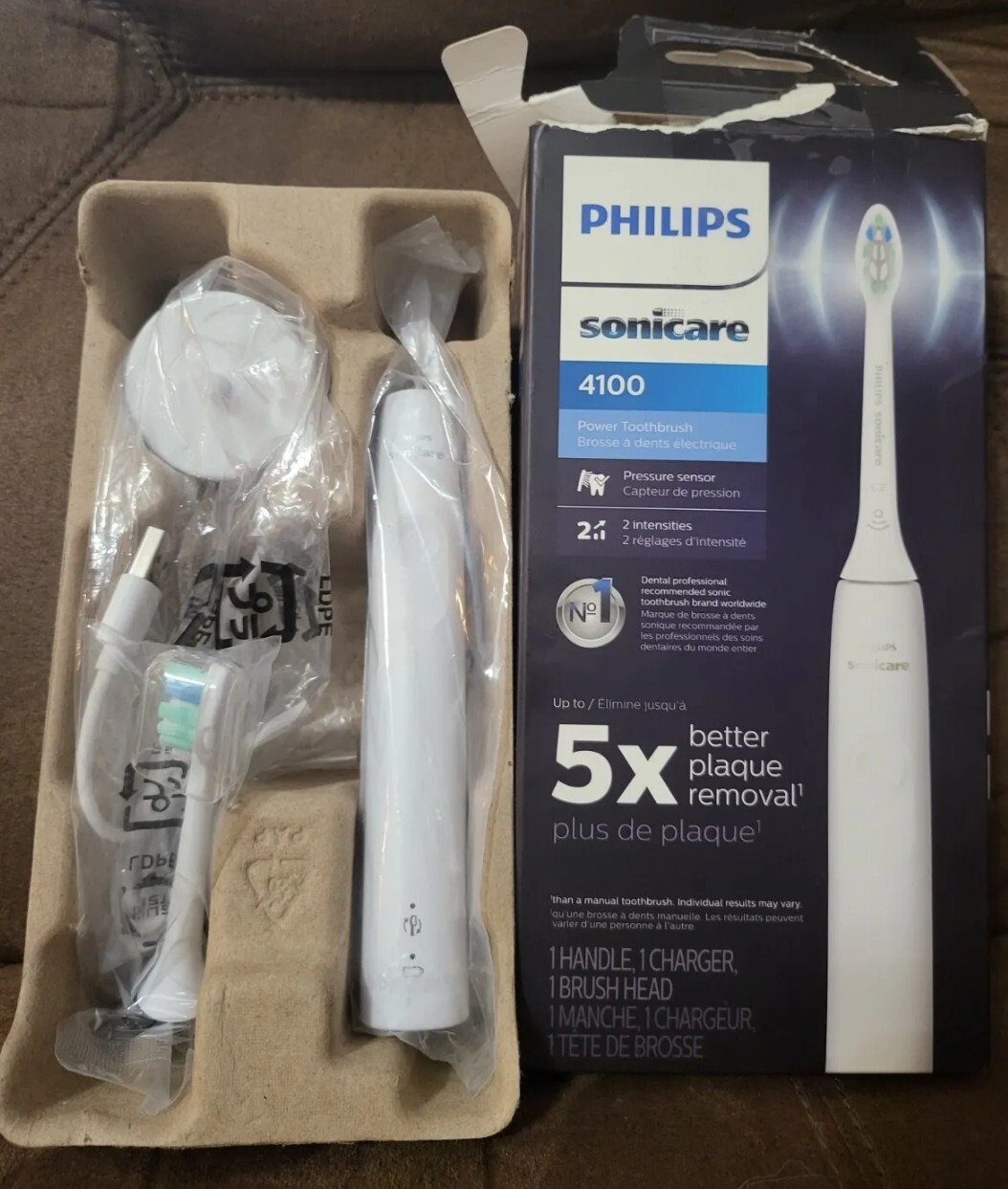 New Philips Sonicare 4100 Electric Toothbrush - White Damaged Open Box ...