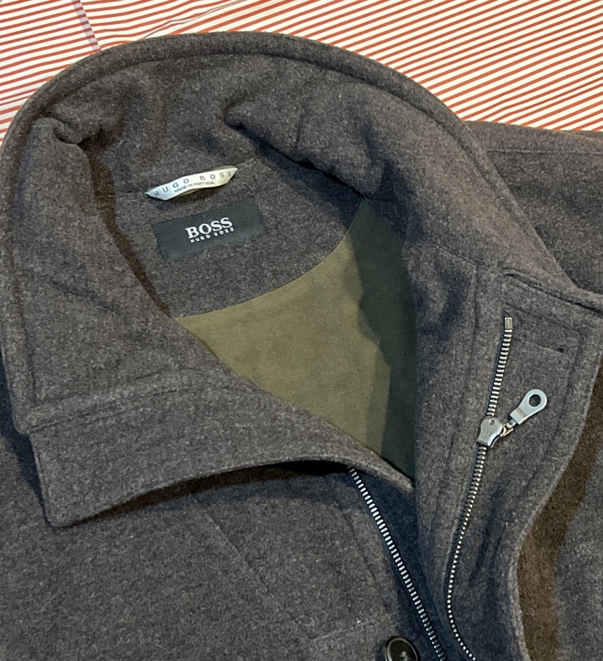 Vtg Hugo Boss Malenkow Mens Coat Wool Winter Jacket Brown 42R | eBay UK