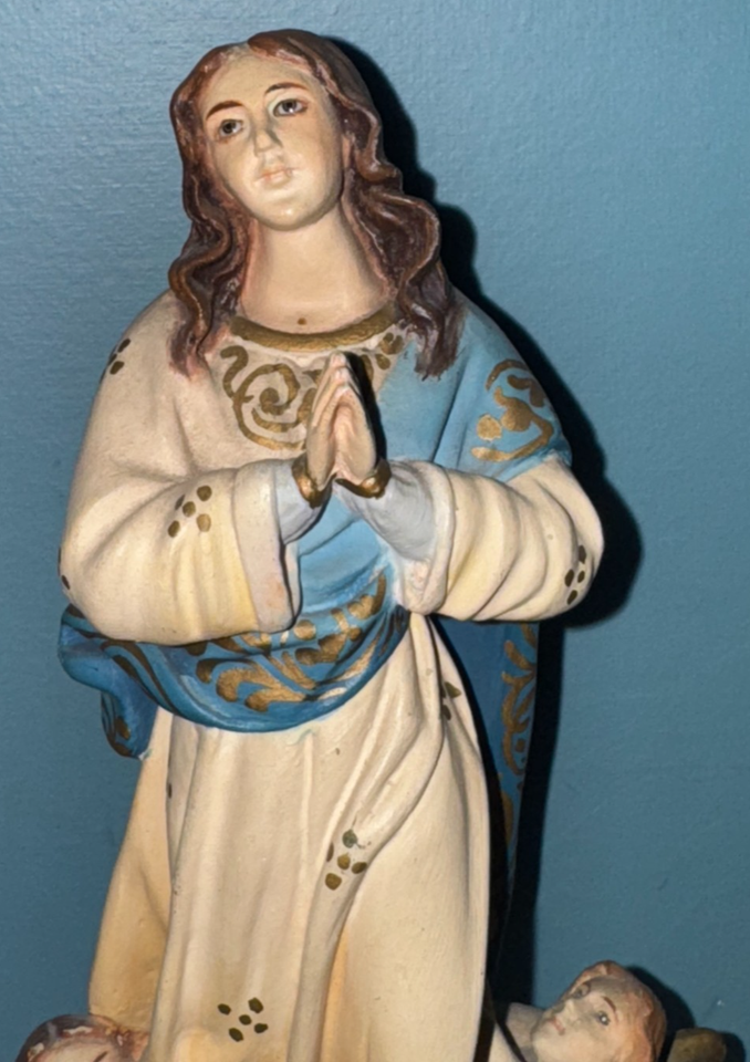 RARE ANTIQUE NUNS CONVENT IMMACULATE CONCEPTION VIRGIN MARY STATUE W ...