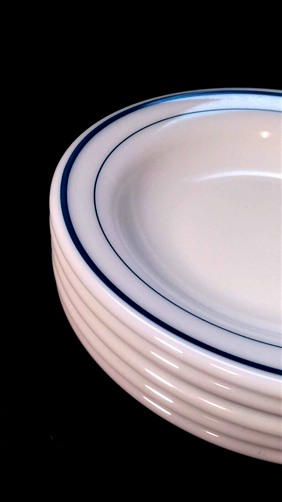 Set of 5 Pyrex Corning Blue Stripe 9" Rim Soup Bowls | eBay