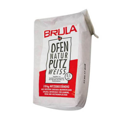 20 kg BRULA Ofen-Weißputz 0-0,5 mm Körnung Kaminputz Naturputz Ofenputz ...