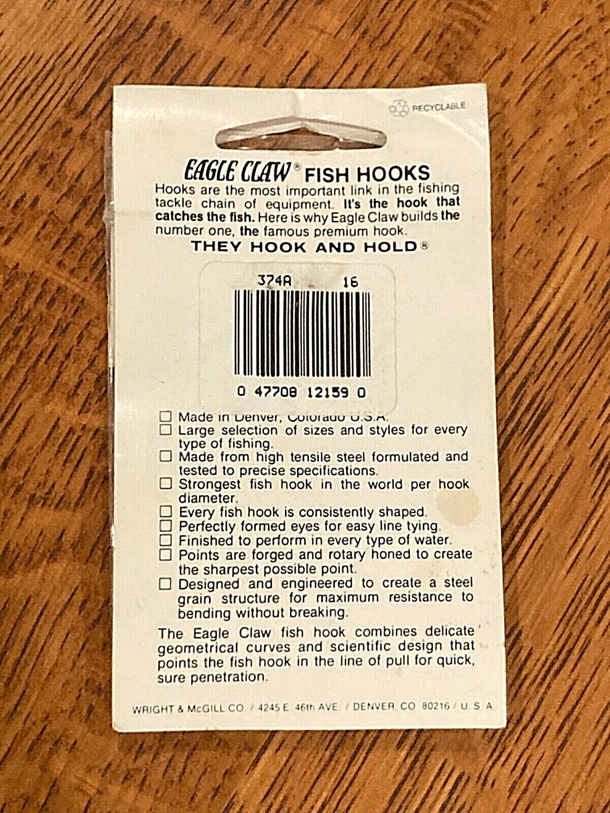 Eagle Claw (374A) Size 16 Treble Hook & South Bend (DBT-12) Size 12 Do ...