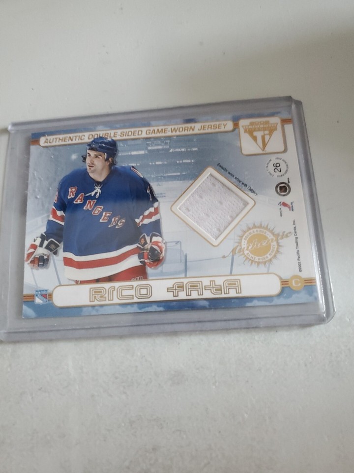 2001-02 BRIAN LEETCH/RICO FATA TITANIUM DUAL SIDED JERSEY CARD N.Y ...