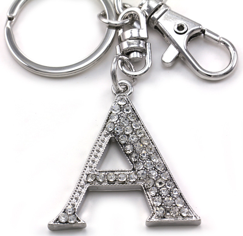 Clear Name Alphabet Initial Letter A-Z Car Keychain Key Ring Wedding ...