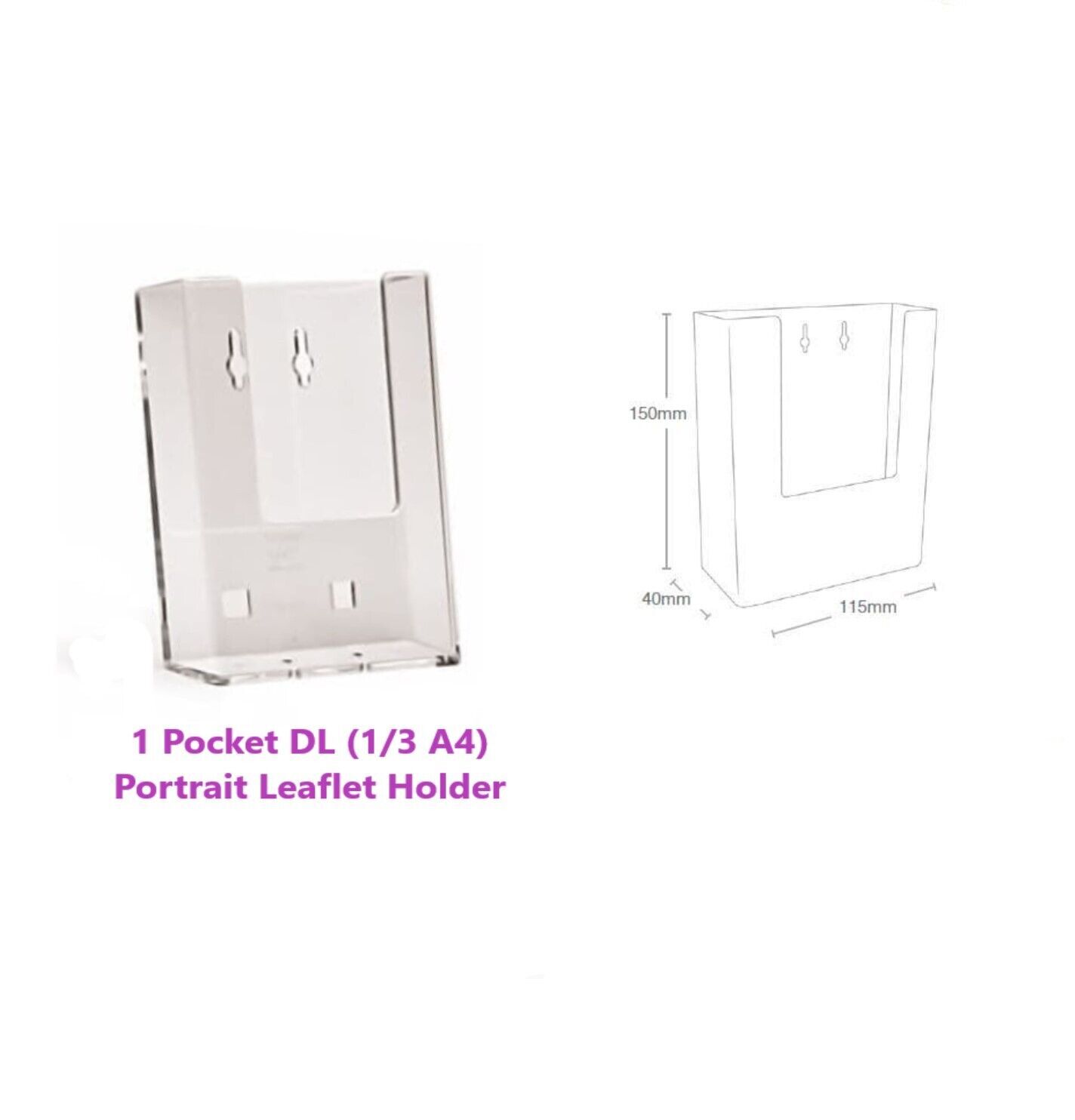 DL A5 A4 Wall Mount Leaflet Postcard Brochure Holders Menu Dispenser ...