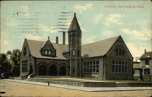 Springfield,OH Library 1911 Columbus Clark County Antique Postcard 1c ...