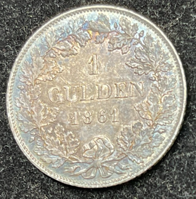 1861 German Bavaria Gulden Silver Coin Excellent Condition High Value ...