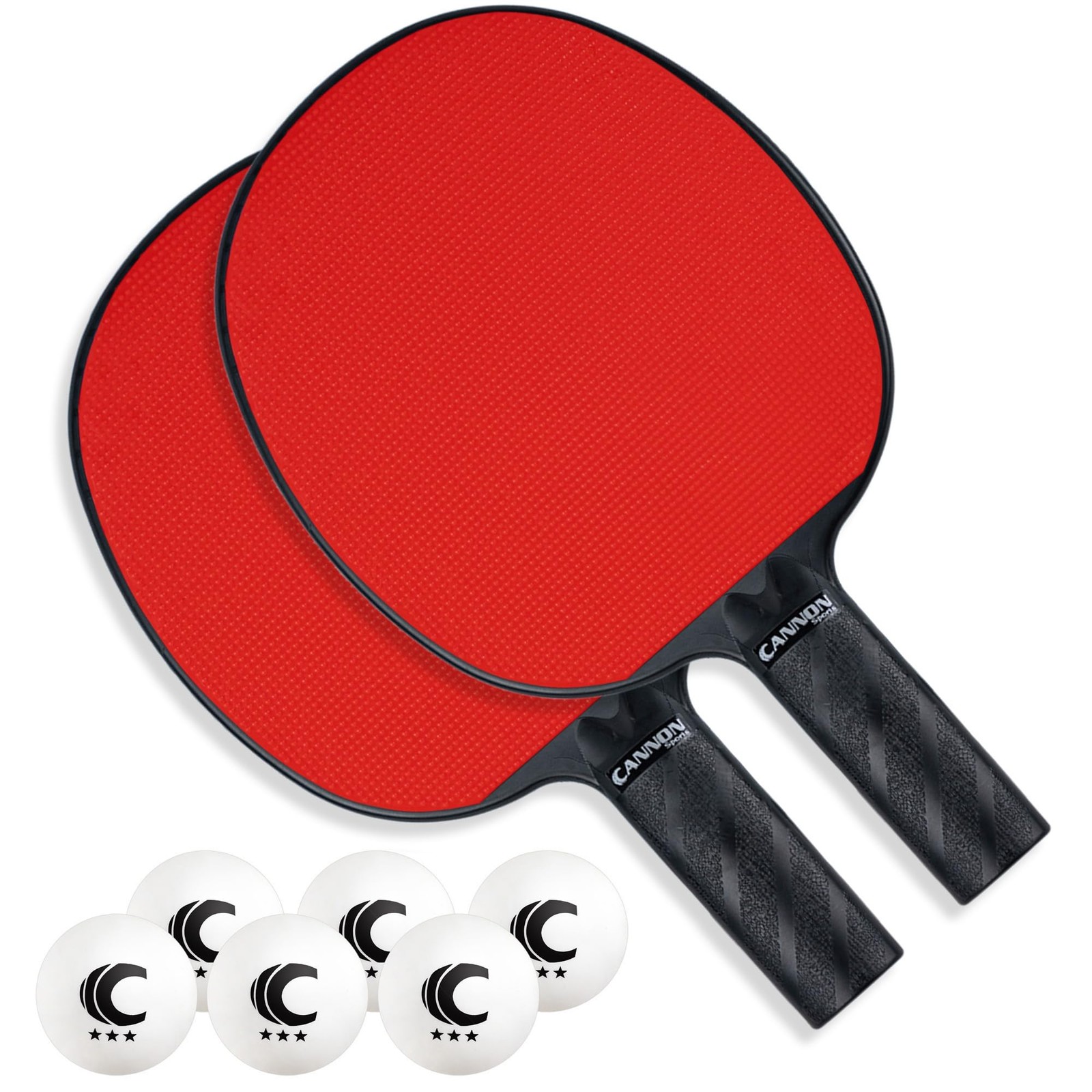 Rubber Face Unbreakable Table Tennis Paddle Set - 2 Rackets with 6 Pack ...