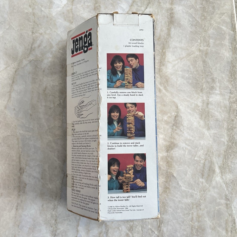 VINTAGE Original JENGA Classic Game 1986/Complete/MB Brand | eBay