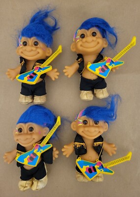 4 of Vintage Troll Dolls Punk Rock 80s Blue Mohawk & Rainbow Hair ...