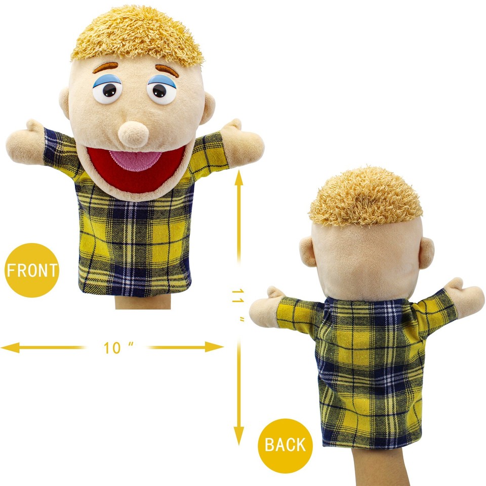 Plush Storytelling Hand Dolls Family Role Play Interactive Open Mouth ...