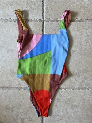 Vitamin A Mika Colorblock Ribbed One Piece Swimsuit, sz S | eBay
